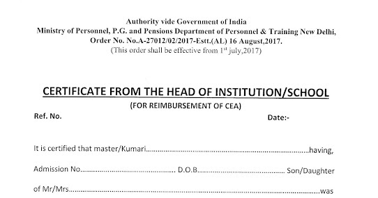 Children Education Allowance ( CEA ) : Approved Format ( CEA ...