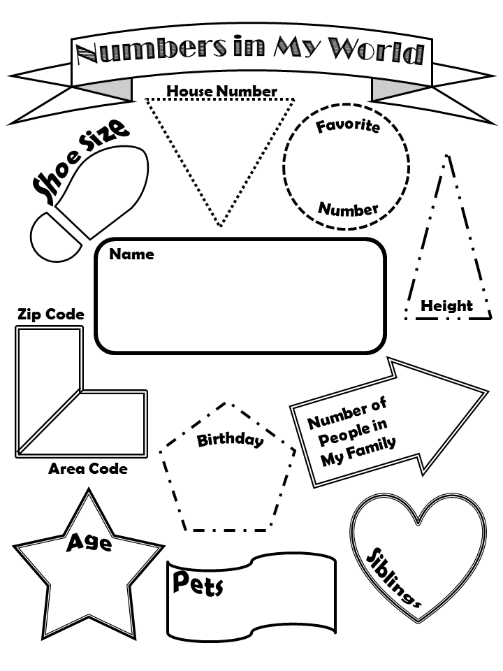 My Math Imagination: Numbers in My World Activity