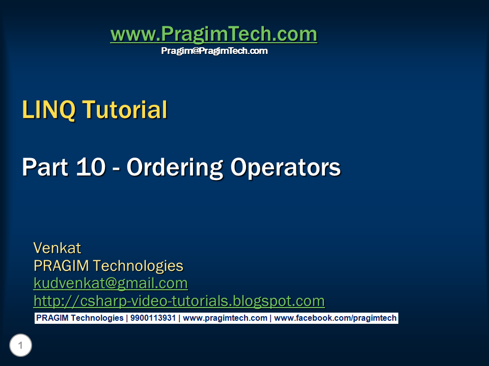 Sql Server Net And C Video Tutorial Part 10 Ordering Operators In 5314