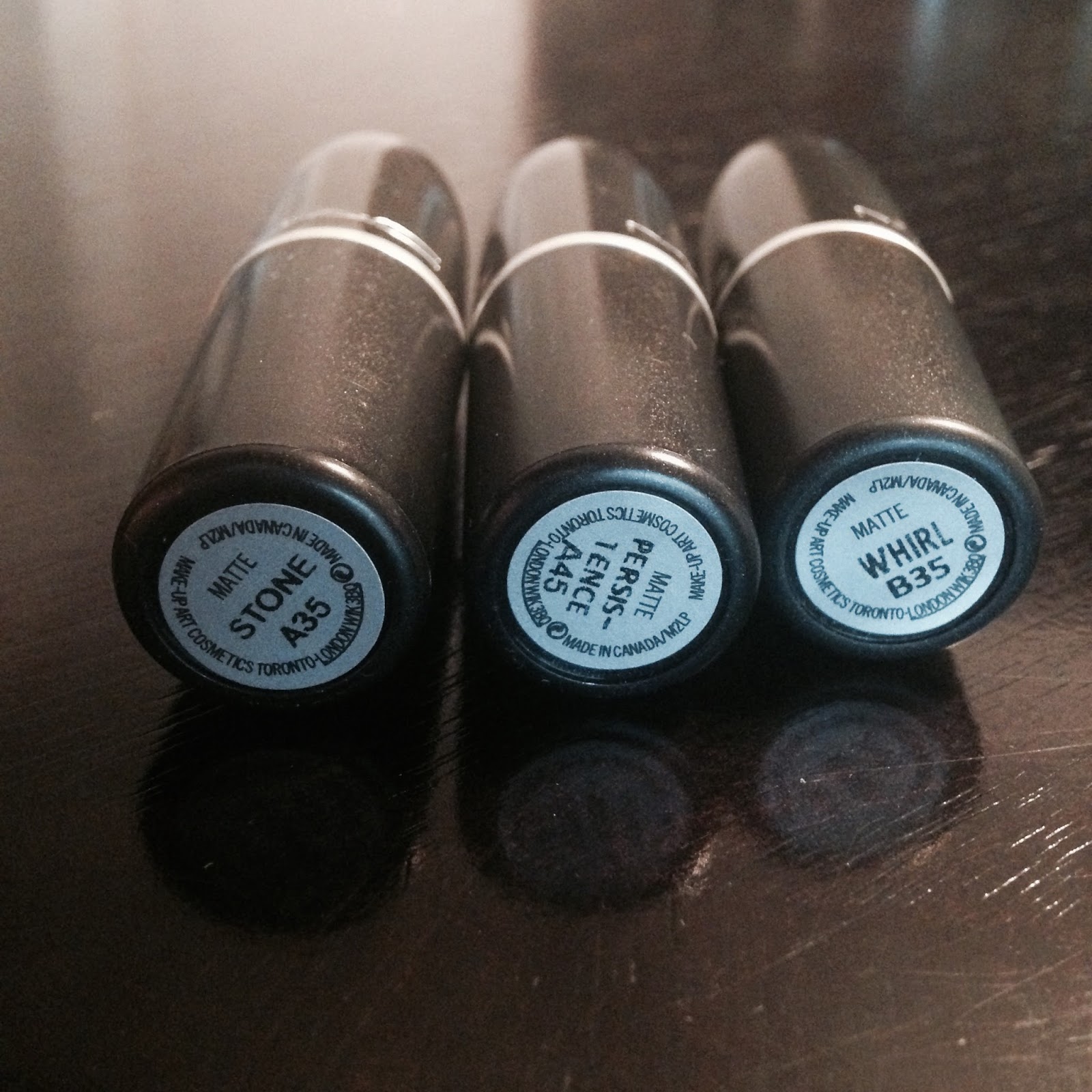 Mac Matte Lipsticks - Stone, Persistence, & Whirl - jackie 0. monroe