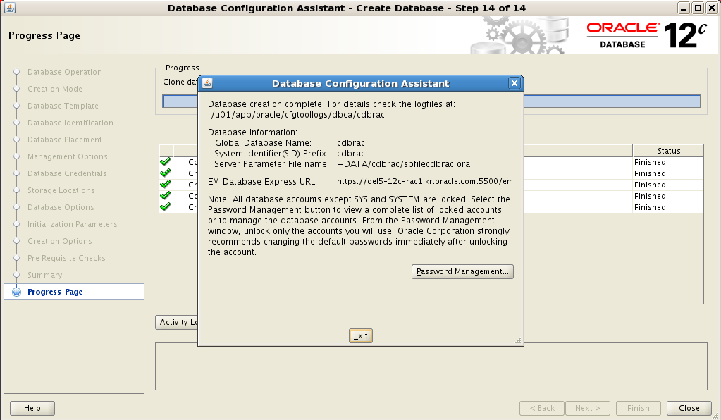 Trace of Thinking-path: [Oracle 12c RAC Install (3 of 3)] Create 12c RAC Database using DBCA