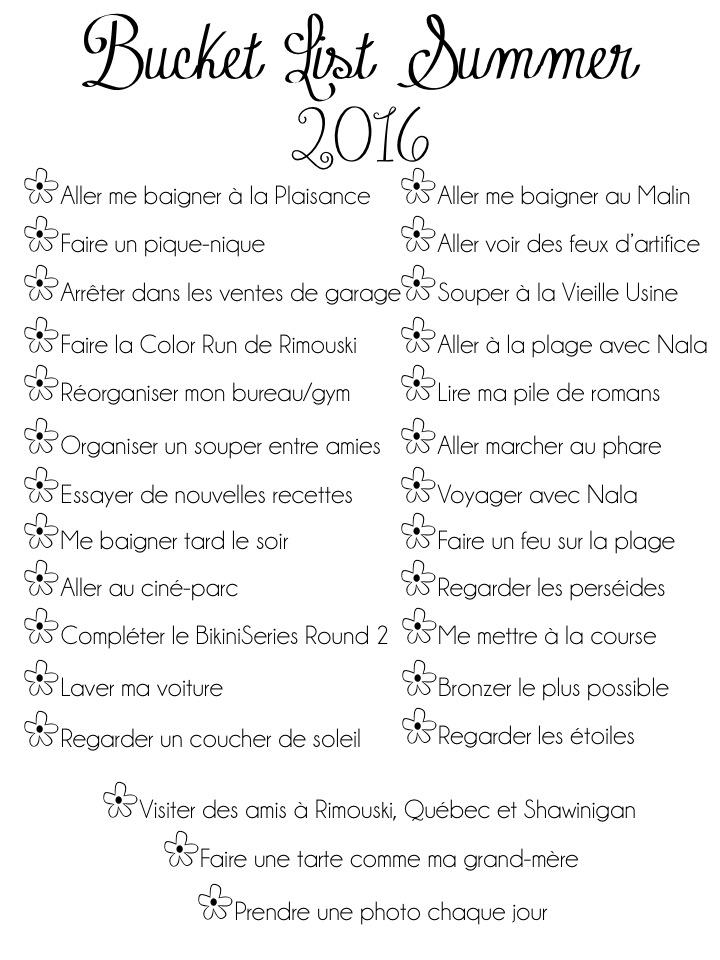 Les idées de Mme Roxane!: BucketList Été 2016