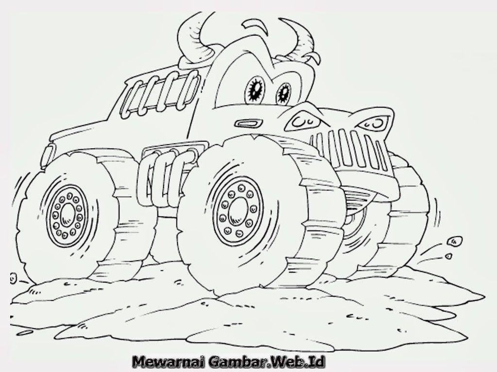 Gambar Mewarnai Mobil Truk Monster | Mewarnai Gambar
