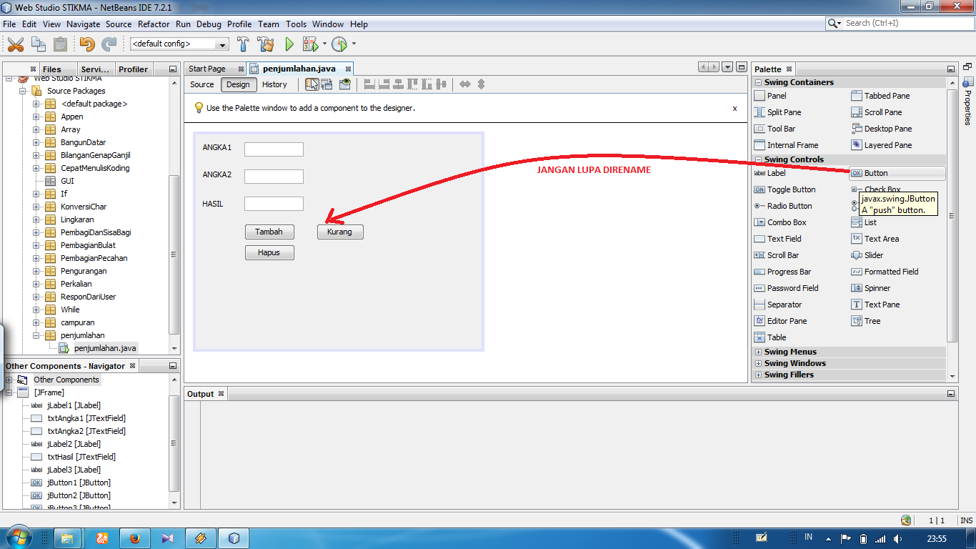 Contoh Program Pengurangan Java Netbeans ~ Materi Java Pemula