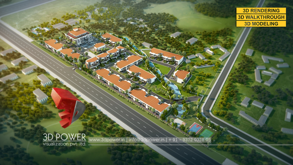 Ultra Modern Home Designs | Home Designs: Bird Eye View Township 3D ...