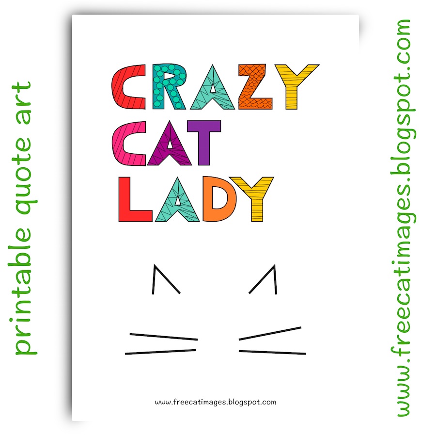 Free printable cat lady print - freebie - Cat Images Free
