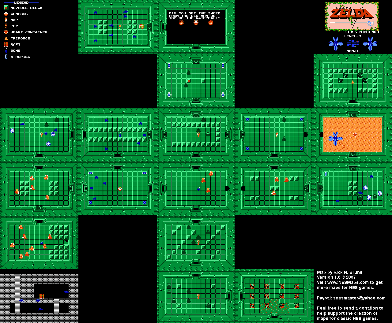 Nintendo - Cartes (map) et Guide Officiel: LEGEND OF ZELDA (NES ...