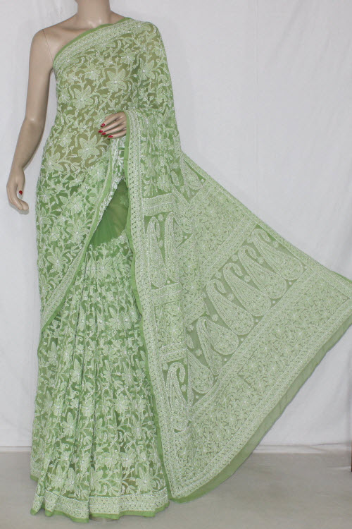 * Georgette Chikankari Saree : Chikan Embroidery Work of Lucknow, In ...