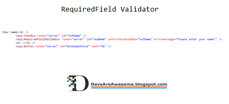Developers Are Awesome Aspnet Exemple Required Field Validator C