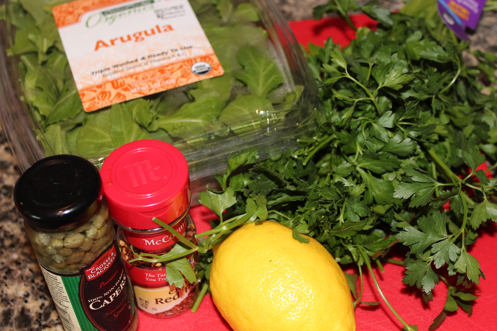 Food For The Fresh: Baked Fish w/ Arugula-Caper Salsa Verde