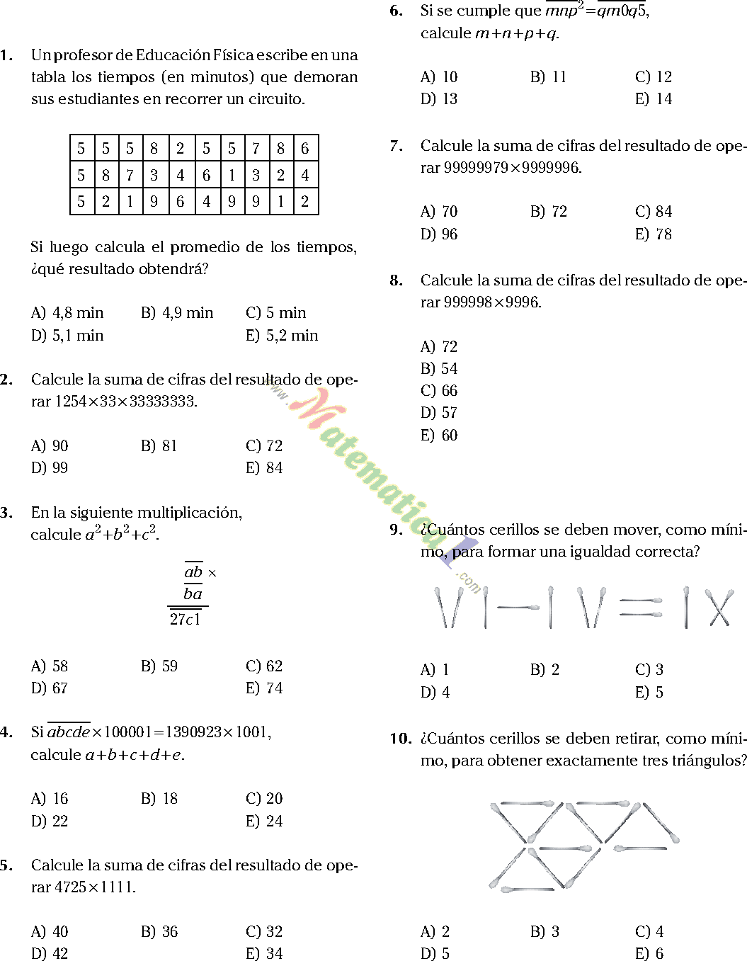 RAZONAMIENTO LÓGICO MATEMÁTICO PREUNIVERSITARIO PREGUNTAS CON ...