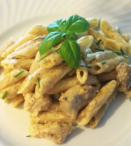 DoughMestic Diva: Penne with Chicken Truffle Cheese and Mushrooms