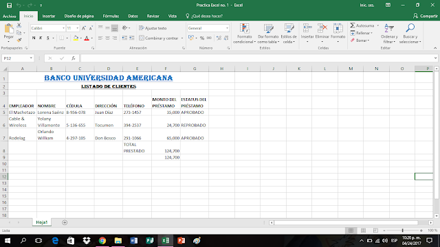 Aplicaciones de Microcomputadoras según Ramos Areli: Práctica de Microsoft Excel