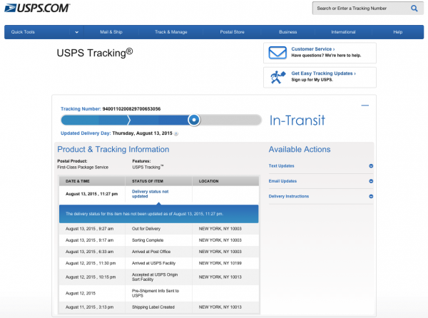 Hello USA: usps arrived at hub