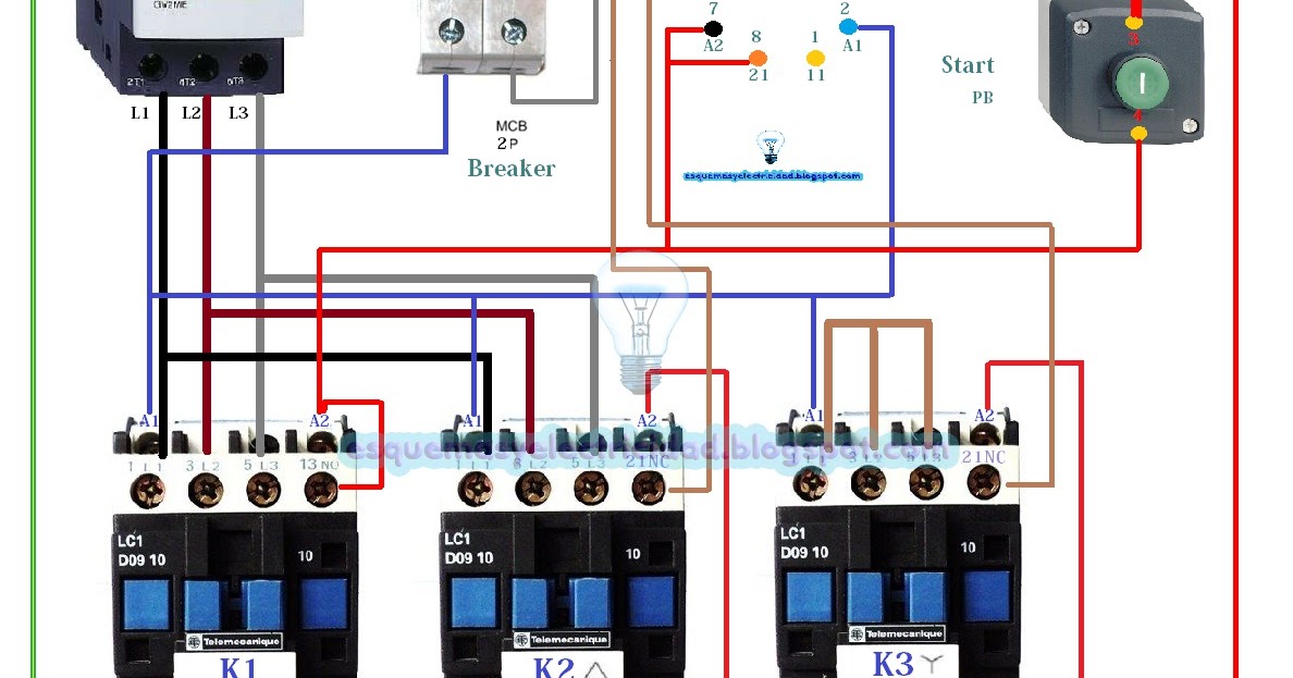 Esquemas eléctricos: Esquema eléctrico arranque estrella triangulo Star ...