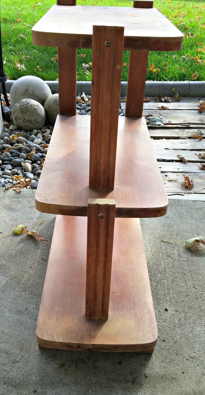 Before and After - 3-Tier End Table Makeover - Little Vintage Cottage