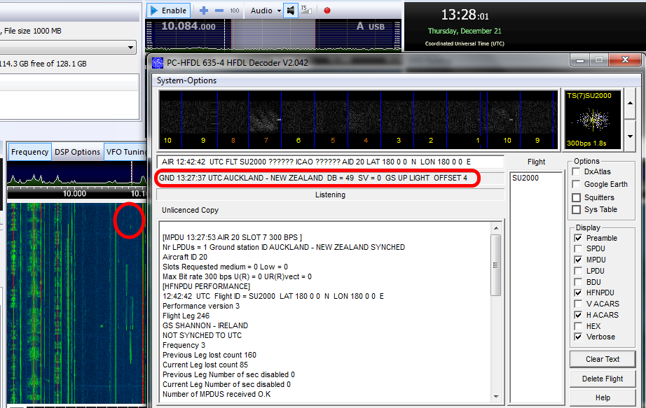 HFDL Ground Stations (traffic to and from) | diario SWL I-56578 Antonio