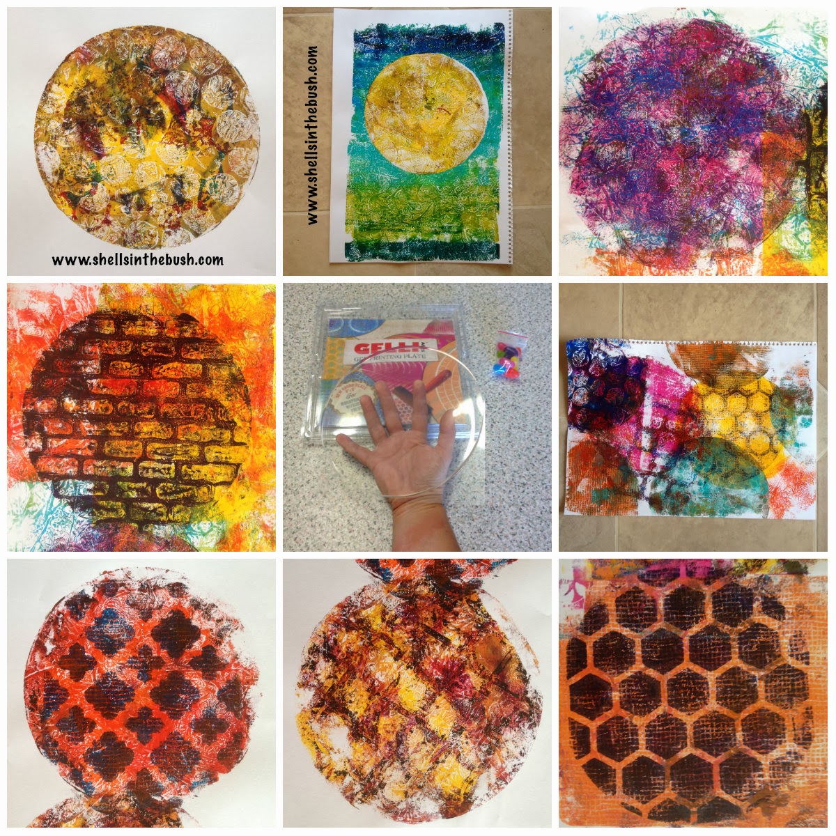 Shells in the Bush: Round Gelli Plate Fun