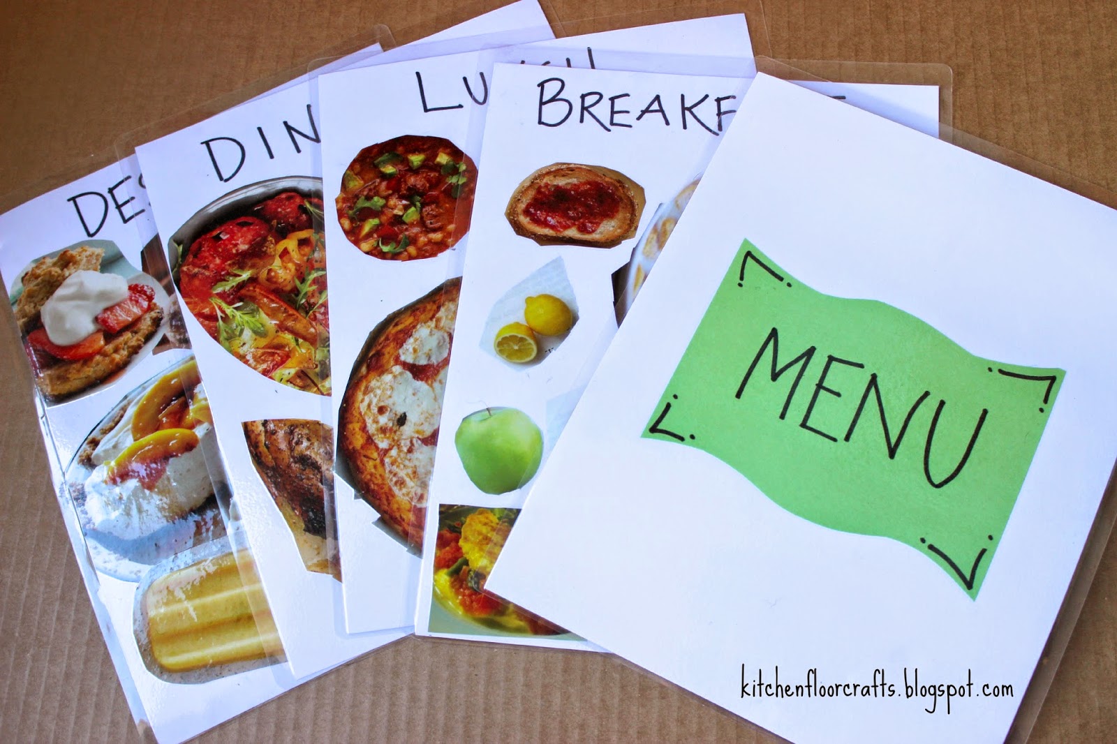 Kitchen Floor Crafts: (Pretend Play) Homemade Menu