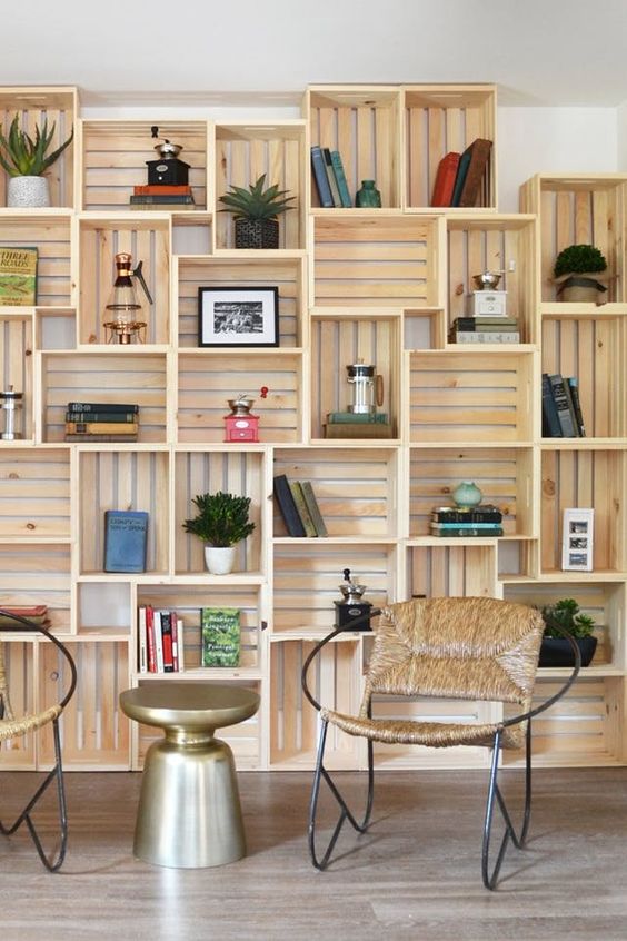 THE SAVVY SHOPPER: DIY Bookcase Using Narrow Wooden Crates