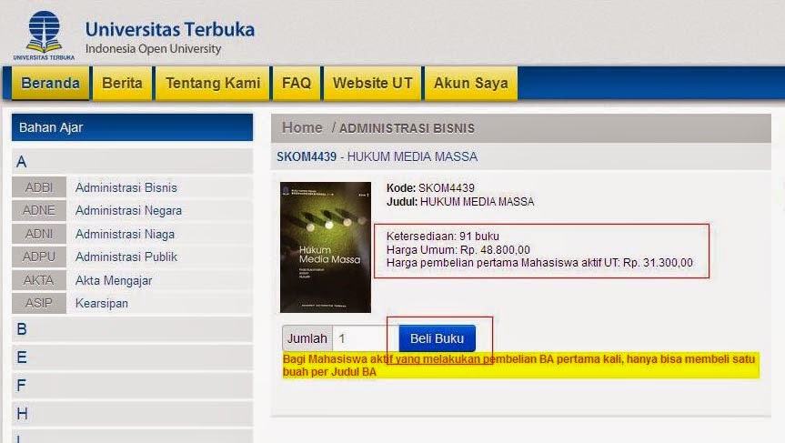 Langkah Pembelian Bahan Ajar (Modul) melalui Toko Buku Online (TBO) UT ...