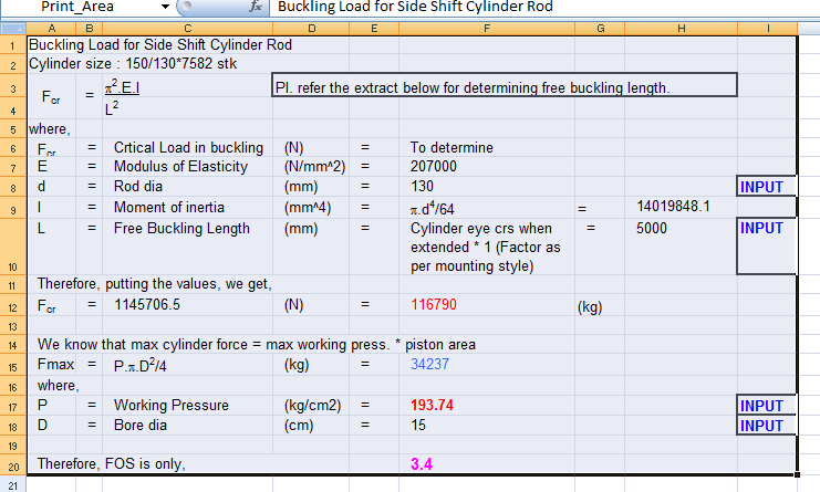 INDUSTRIAL HYDRAULICS DESIGN: CYLINDER BUCKLING CALCULATIONS