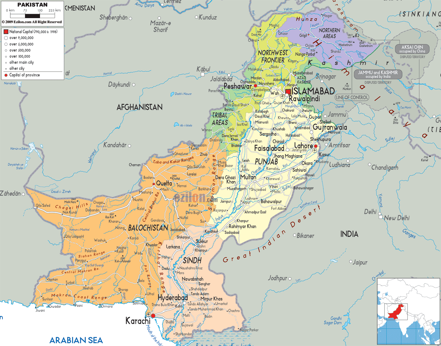 PAKISTAN - GEOGRAPHICAL MAPS OF PAKISTAN