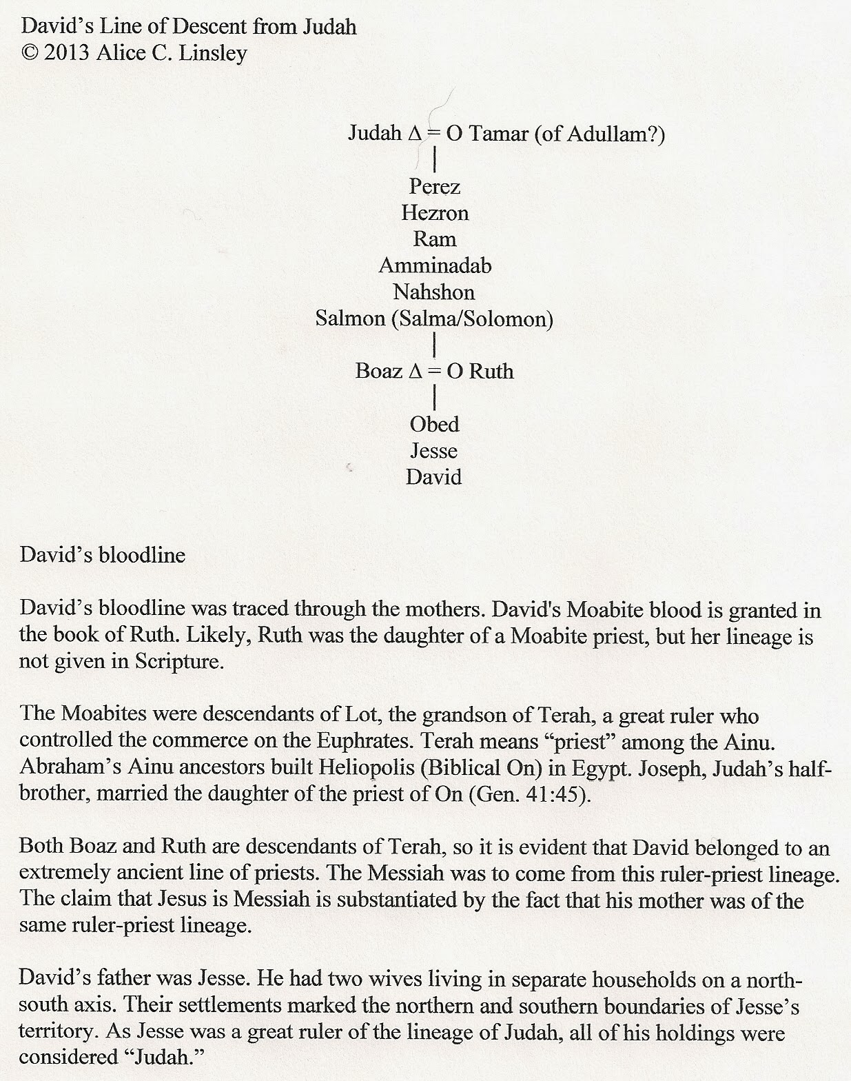 BIBLICAL ANTHROPOLOGY: David's Bloodline