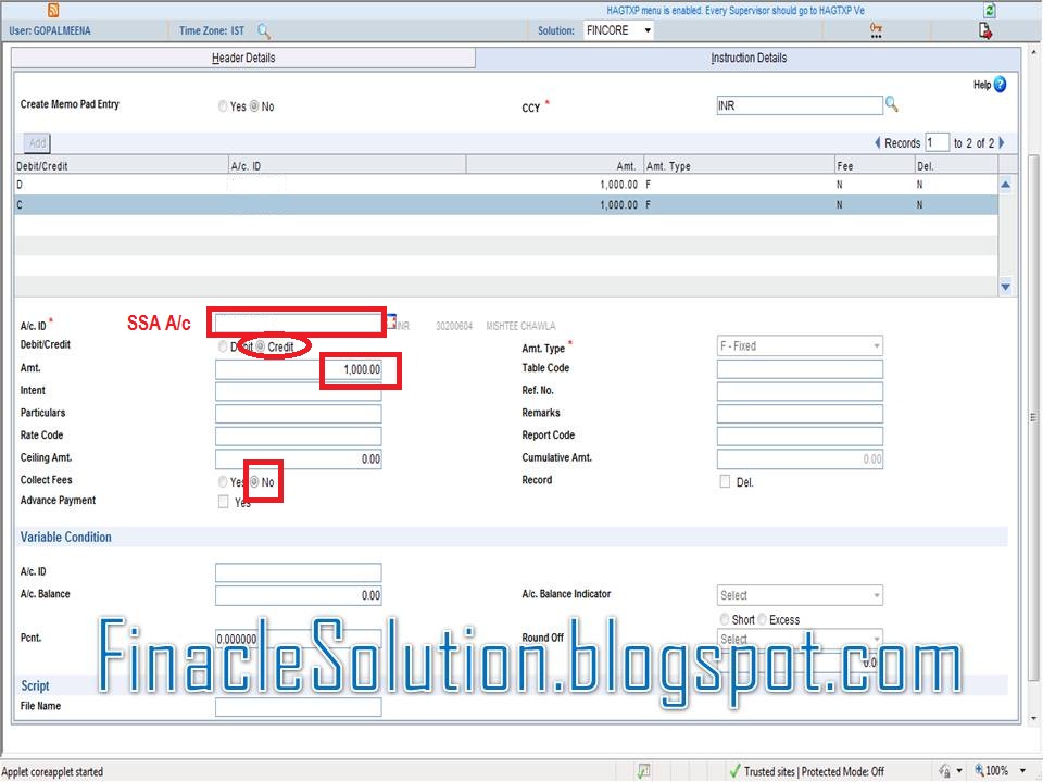 Standing Instruction (Automatic) From SB to SSA
