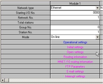 Setting IP address of Ethernet Module Interface and Mitsubishi PLC