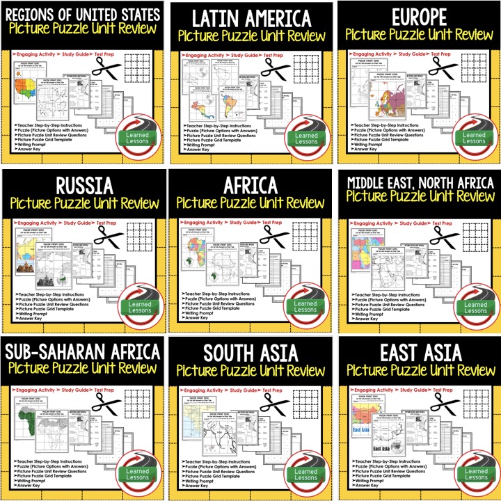 World Geography Picture Puzzle BUNDLE, Test Prep, Unit Review, Study ...