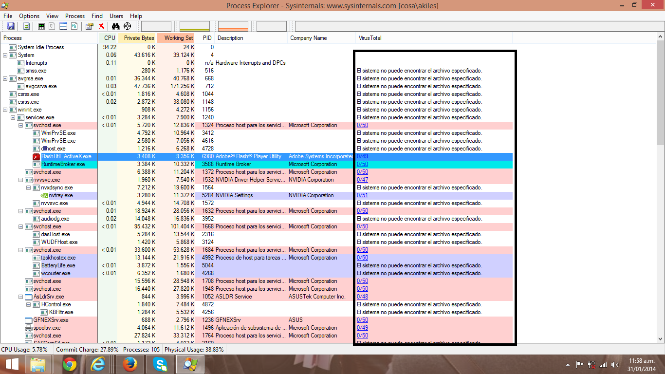 hackendemoniado: Process Explorer v16.0 + VIRUS TOTAL