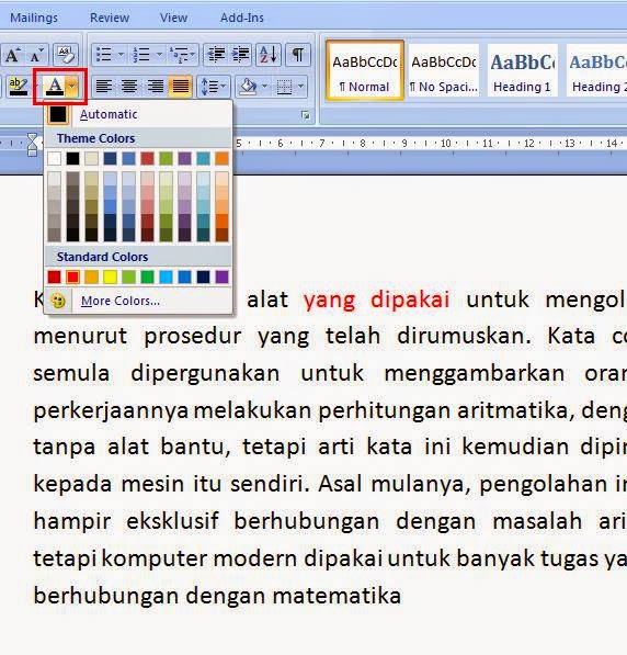 Cara Memberi Warna Font Pada Ms.Office Word - CaraInter.net