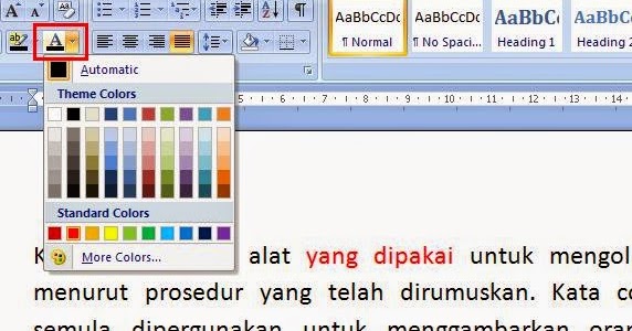 Cara Memberi Warna Font Pada Ms.Office Word - CaraInter.net