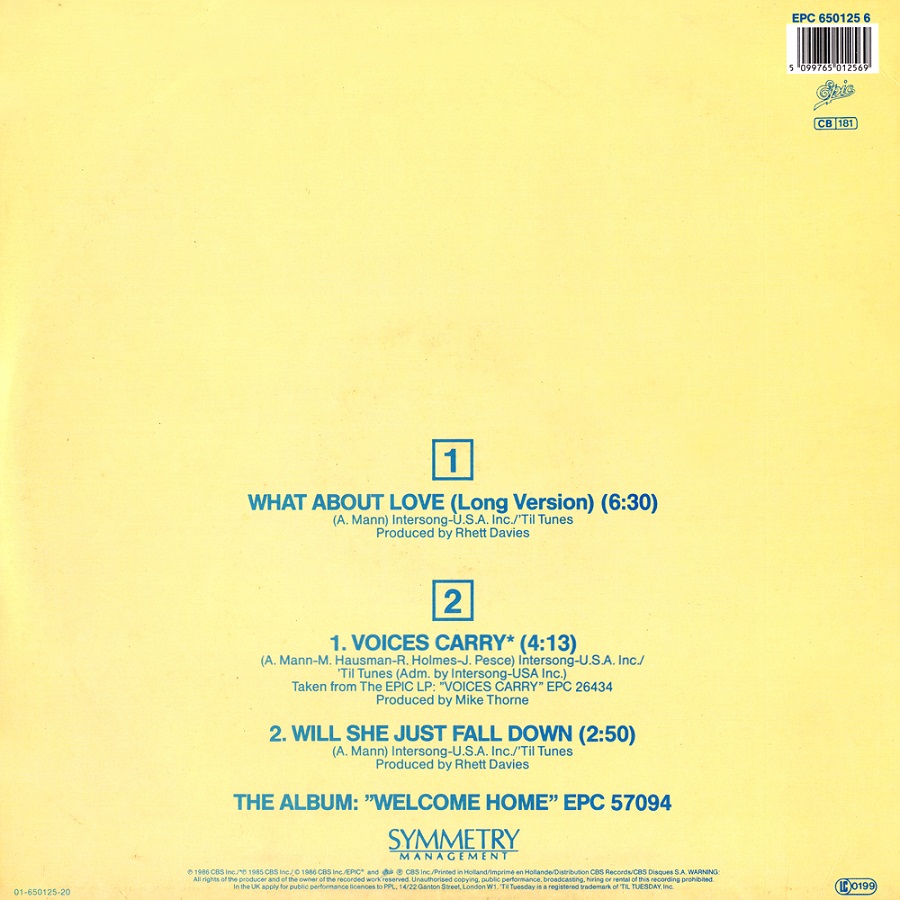 On The Road Again: 'Til Tuesday "What About Love (Single & Video)"