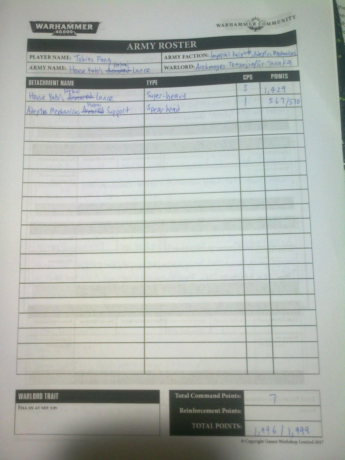 Imperial Knights, Astra Militarum and Adeptus Mechanicus: Army Roster