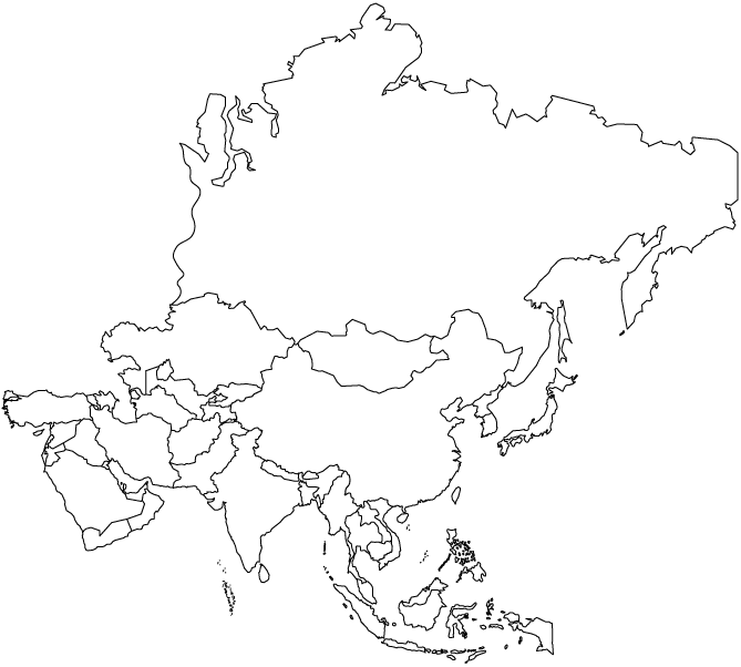 Blank Physical Map Of Asia - Map