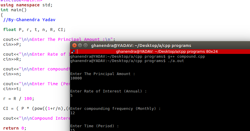C++ Program To Find Compound Interest