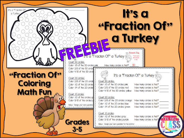 Mrs. Renz' Class: "Fraction-Of" a Turkey Freebie & Something New!