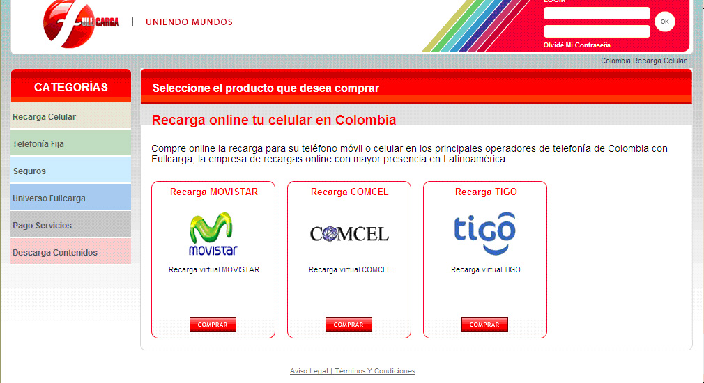 Fullcarga -recarga celular-: Recarga de celulares COMCEL