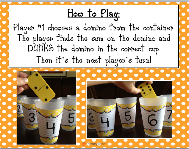Dunk It Dominoes! {Addition Game} | TheHappyTeacher