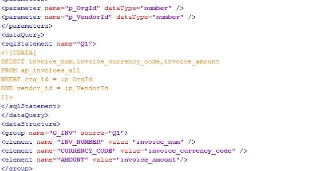Oracle Ebs Erp Xml Publisher Data Template