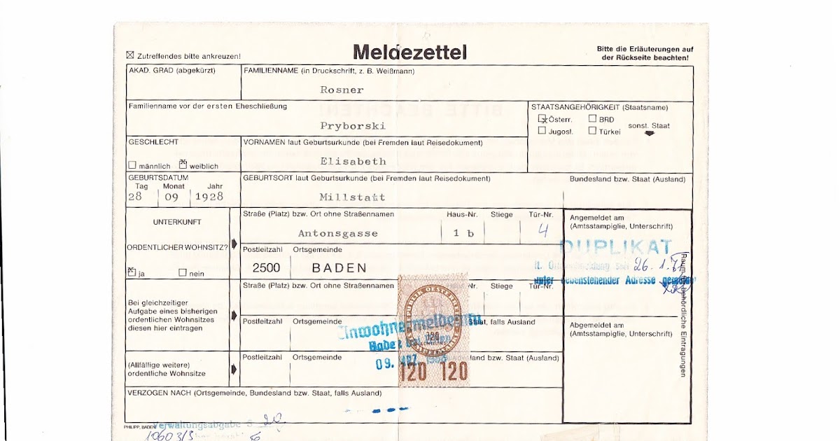 Elisabeth Rosner Meldezettel 2