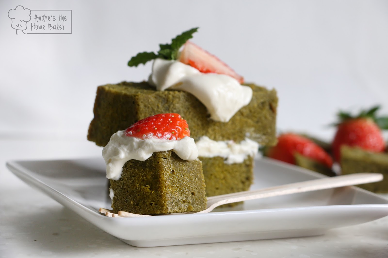 ♥ Strawberry Matcha Pound Cake Shortcake ♥ ~ Andre's the Home Baker