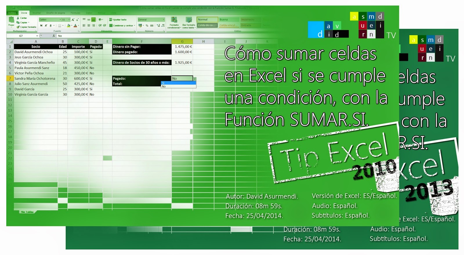 Cómo sumar valores en Excel si se cumple una condición, con la Función ...