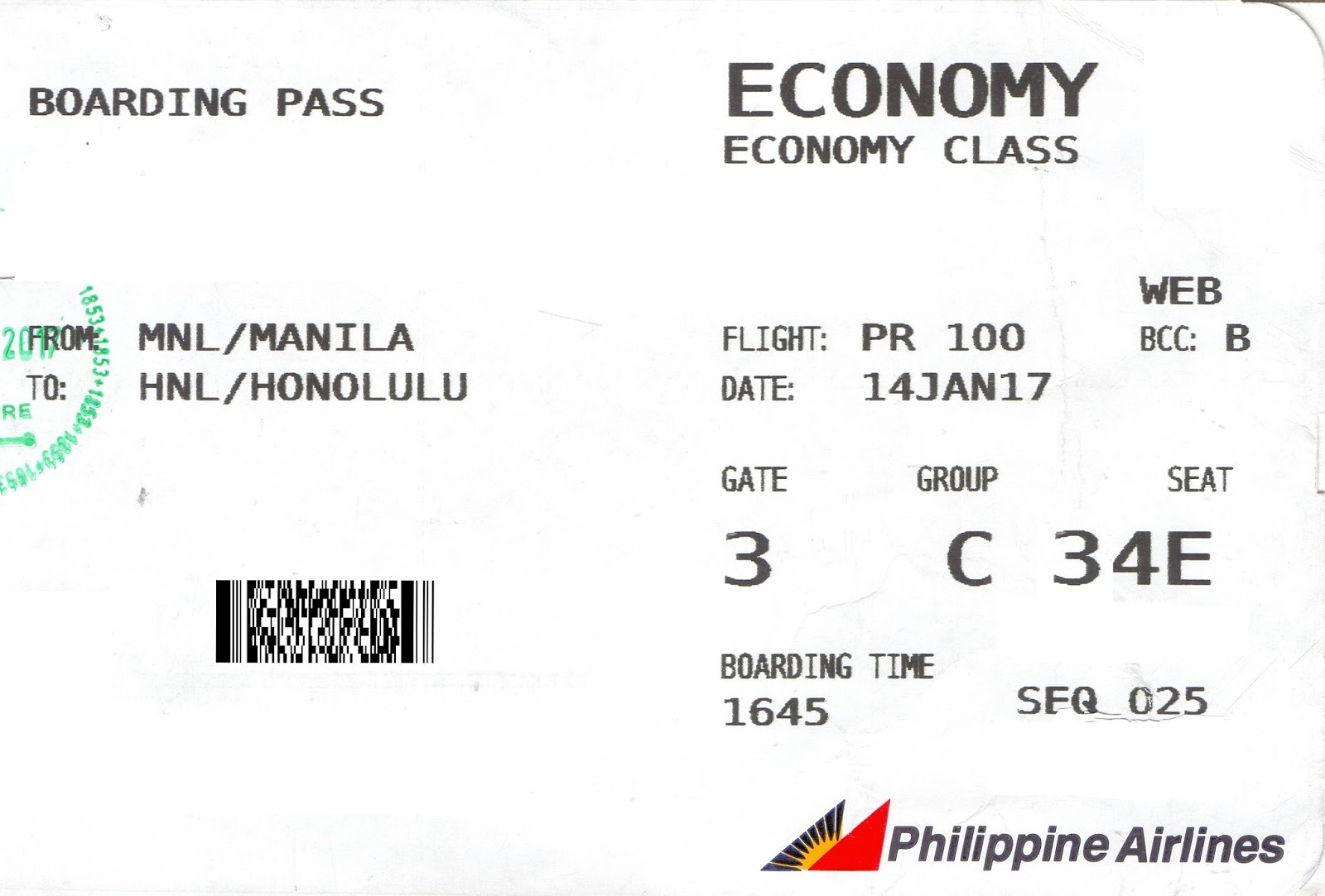 The traveler's drawer: PHILIPPINE AIRLINES. Boarding Pass for the ...