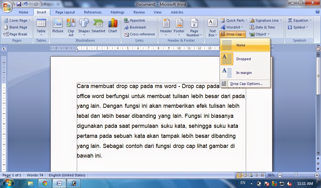 Cara membuat text drop cap pada ms word - Tutorial ms word - Perangkat ...