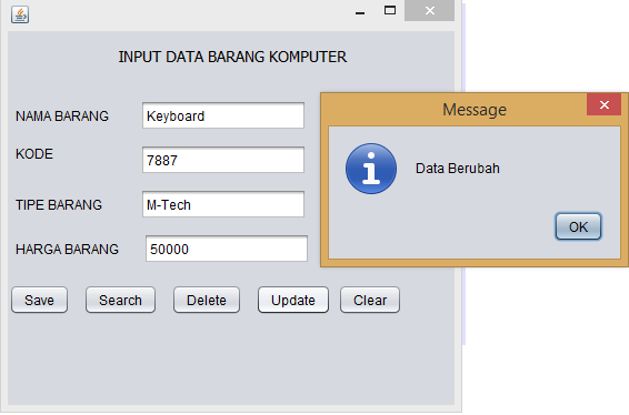 Aplikasi CRUD Input Data Barang - Koneksi Java dan MySql