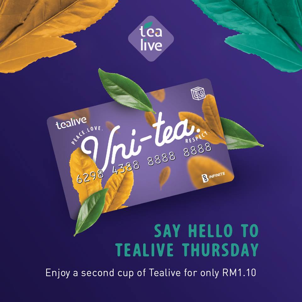 Tealive促销：第二杯只需RM1.10