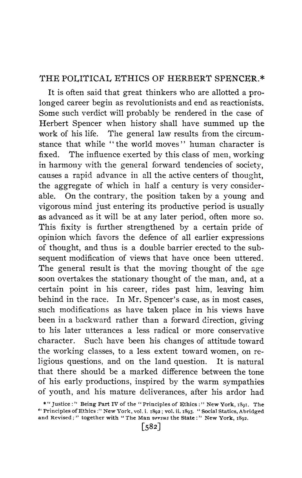 The Political Ethics of Herbert Spencer